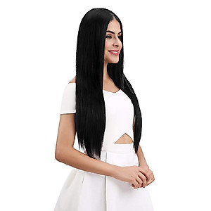 REECHO 26" Straight Super Long 4 PCS Set Thick Clip in on Hair Extensions Black Brown