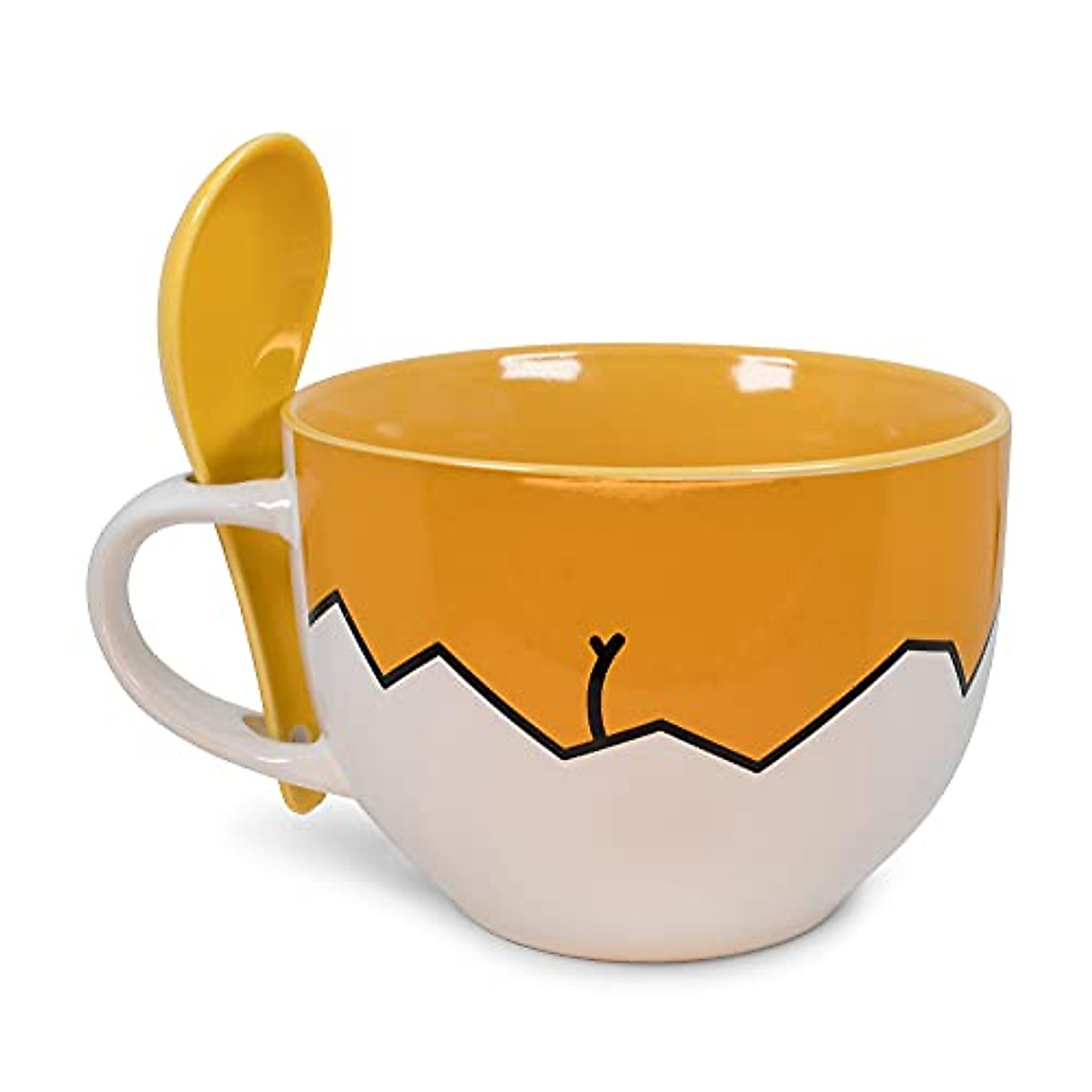 Silver Buffalo Gudetama Dangerous Situations Boxed Ceramic Soup Mug w/Spoon, 24-Ounce