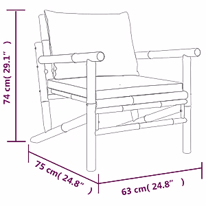 FAMIROSA Patio Chairs 2 pcs with Cream White Cushions Bamboo,19.5 KG,363462