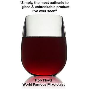 Symglass Unbreakable Clear Stemless Wine Glass Looks,Feels,Weighs Same as Glass(.58lbs),DW Safe!2PK