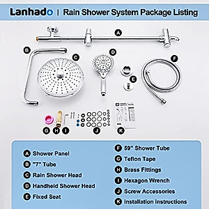 Shower System Slide Lanhado 10” Rain Shower System with 11+1 Multi Functions Handheld Spray High Pressure Shower Faucet Set Shower Slide Bar Chrome Polished