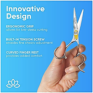 Equinox Professional Razor Edge Series Barber Hair Cutting Scissors - Japanese Stainless Steel Salon Scissors - 6.5” Overall Length - Fine Adjustment Tension Screw - Premium Shears for Hair Cutting
