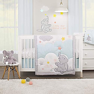 Disney Dumbo - Shine Bright Little Star Aqua, Grey and Yellow Super Soft Baby Blanket with Applique