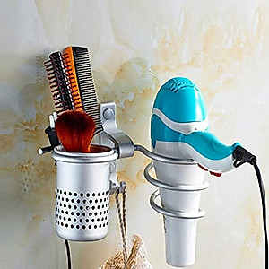 Hair Dryer Holder, Hair Dryer Organizer Wall Mount Hair Blow Dryer Hanging Rack Spiral Hair Styling Stand Organizer With Cup Perfect Bathroom Washroom Accessories Storage(#1)