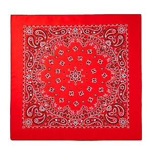 EVERY-VILLE Where EVERYone is Welcome 6-Pack Large Cotton Bandanas for Men - Paisley, 22x22 In, Red Black Blue - Cowboy Head Handkerchief Pocket Squares