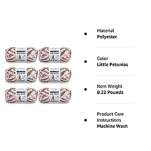 BERNAT Baby Blanket Yarn, 3.5oz, 6-Pack (Little Petunias)