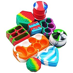 Pearwell Silicone Container 26ml Hexagon 34ml Multi Compartment 6ml 9ml 17ml 22ml 26ml 35ml Barrel Non-stick Concentrate Jars (9PCS)