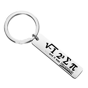 FUSTMW Math Gift I Ate Some Pie and It Was Delicious Keychain Funny Math Geek Gifts Math Teacher Gifts Math Student Gift Graduation Gift (silver)
