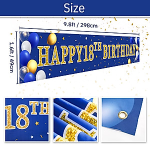 Boao 16th 18th 50th Birthday Decorations for Boys, Navy Blue and Gold Birthday Banner Yard Backdrop, Happy Birthday Party Supplies Decorations for Men (18th)