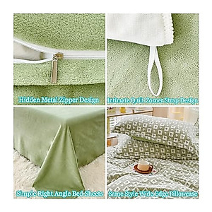 XHCTNN 4Pcs Queen Sheet Set - High Weight Milk Fleece Soft Beding Three Dimensional Carved Flower Plush Quilt Cover Pillowcase for Fall Winter(G,1.5m/200 * 230cm)