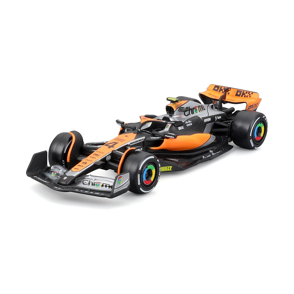 F1 McLAREN MCL60 2023 BRITISH GP - Formula 1 - LANDO NORRIS 4 - Scale 1:43 12 cm - BBurago 38087, Orange Black