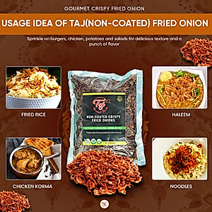 TAJ Crispy Fried Onion 100% Natural | Great for Seasoning Garnishing on Sushi, Green Bean Casseroles, etc. (Non-Coated, 908g (2lbs))