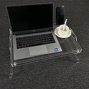 Clear Bed Table Tray with laptops and Phone Holder for Reading,Eating Breakfast in Bed Tray with Folding Legs