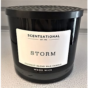 Natural Coconut Wax Blend Scented Candle Storm (All caps) XL Black Jar with Distressed Lid, 26 Oz.