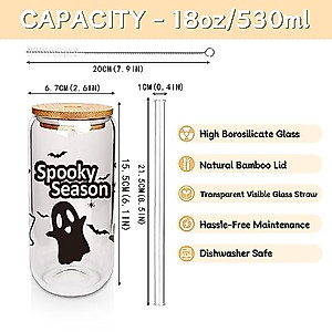 ANOITON Spooky Season Decor - 18oz Ghost Mug with Lid and Straw, Indoor Halloween Party Supplies
