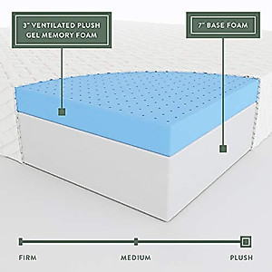 Edenbrook 10 Inch Gel Infused Memory Foam Mattress-Plush Mattress-Ventilated Memory Foam-Dual Layered-Bed in a Box