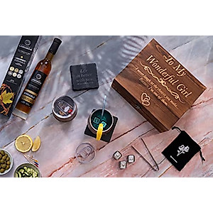 GreenCor Anniversary for Her | Girlfriend | Wife - Engraved 'To My Wonderful Girl' Wine Tumbler Set - Birthday Gifts for Her | Wedding Anniversary | Valentines day Romantic Set