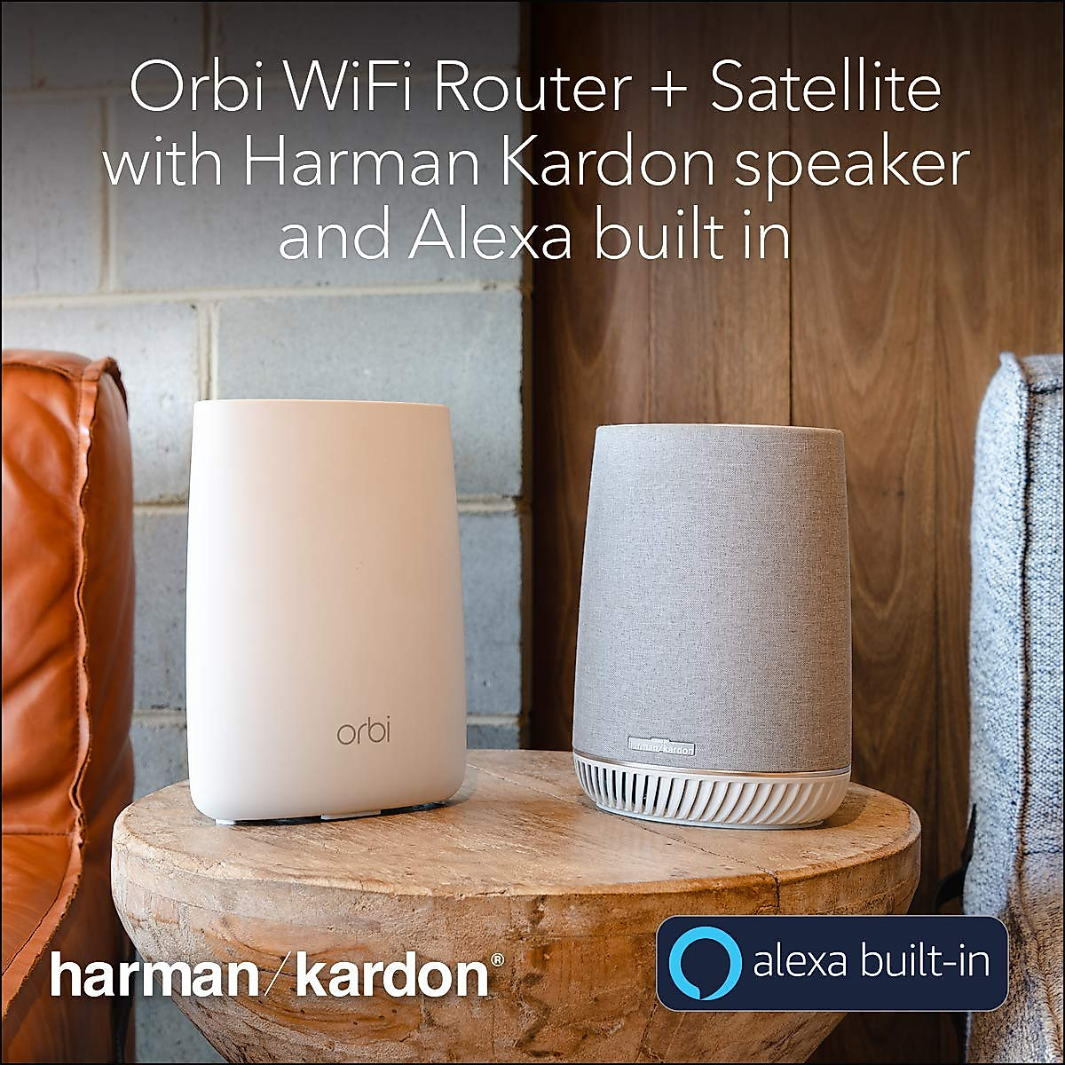 NETGEAR Orbi Voice Whole Home Mesh WiFi System - fastest WiFi router and satellite extender with Amazon Alexa and Harman Kardon speaker built in, AC3000 (RBK50V) (Renewed)