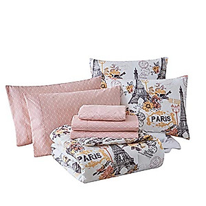 Geneva Home Fashion Avondale Manor 8-Piece Cherie Comforter Set Queen, Coral