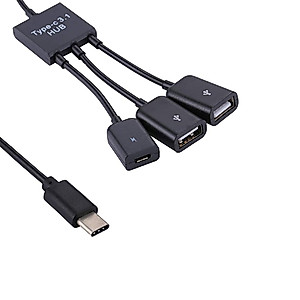 Jiali USB-C 4K Hub Converter Portable USB-C/Type-C Male to Dual USB Ports Female + Micro USB Female Mini Cable Hub Splitter Adapter