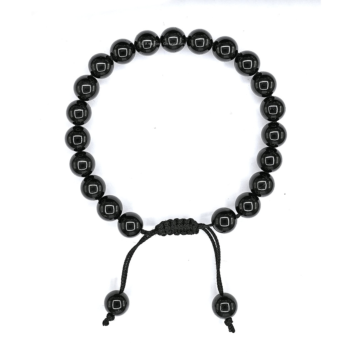 Black Tourmaline Bracelet for Women Men's Gifts - Protection Healing Crystal Bracelet - 8mm Gemstone Beaded Adjustable Bracelet Pulseras Para Hombres Mujer Stocking Stuffers