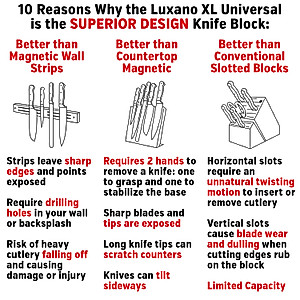 Universal Knife Block Without Knives - Kitchen Knife Holder for Kitchen Counter - Extra Large Bamboo Knife Block Holder