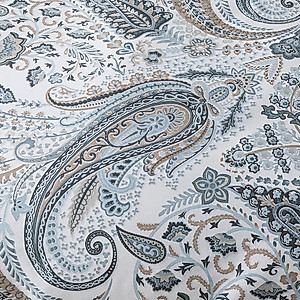 HoneiLife King Size Duvet Cover - 3pcs Paisley Comforter Cover, Soft & Breathable Floral Bedding Duvet Cover Sets with Zipper Closure & Corner Ties, Wildflower Comforter Cover Sets All Season Use