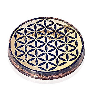 Orgonite Crystal Water Charging Plate with Black Tourmaline Healing Crystals and Flower of Life –Orgone Charging Coaster for Spiritual Cleansing and E-Energy Protection (90mm)