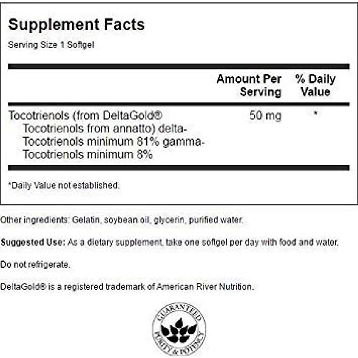 Swanson Deltagold Tocotrienols-Annatto Tocotrienols -Vitamin E Tocotrienols 99% Tocopherol Free (60 Softgels, 50mg Each) in selection central
