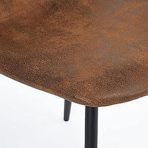 Fangflower Dining Chairs Set of 4, Faux Leather Upholstered Side Chairs, Mid Century Modern Armless Chair, Living Room Chairs with Metal Legs for Kitchen Lounge Farmhouse, Charlton Brown