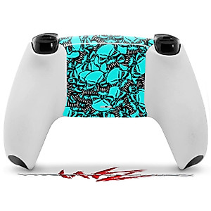 WraptorSkinz Skin Wrap compatible with Sony PS5 DualSense Controller Scattered Skulls Neon Teal (CONTROLLER NOT INCLUDED)