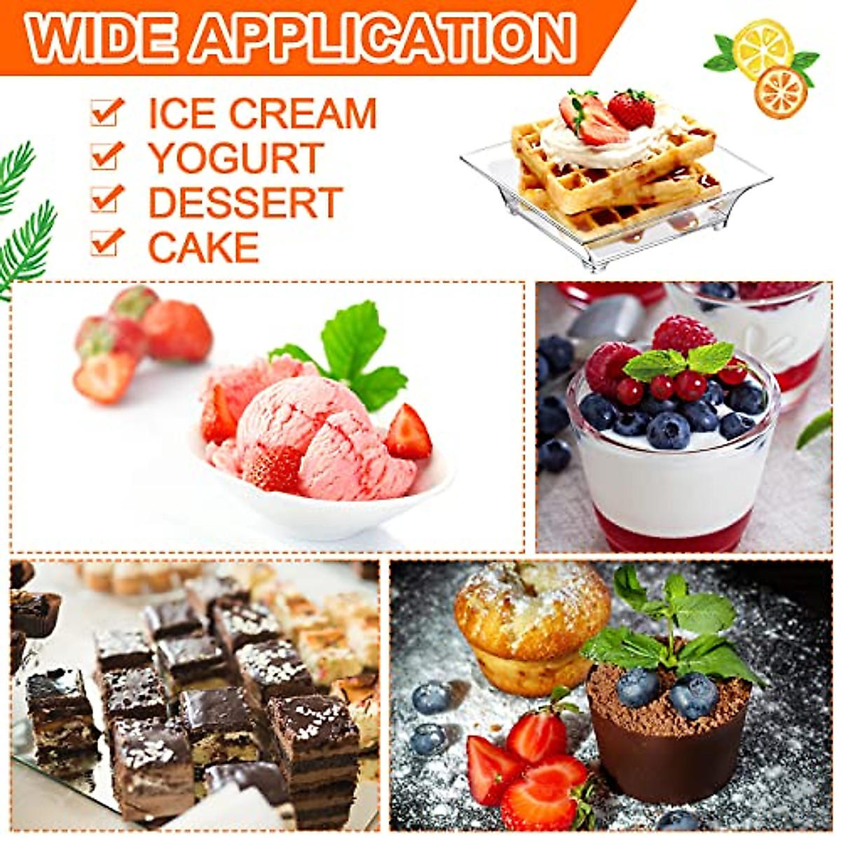 Meanplan 300 Pack Mini Appetizer Plates Clear Mini Dessert Plates Disposable Square Appetizer Plates with 150 Plastic Forks 150 Plastic Spoons for Wedding Party Supply