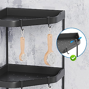 Tiktiger Corner Shower Caddy Standing,4 Tier Shower Stand Organizer for Bathroom Inside Shower with 4 Hooks,Plastic & Stainless Steel Corner Shower Shelves