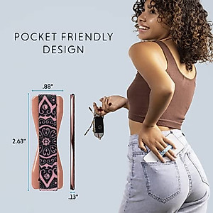 Phone Grip for Most Smartphones and Mini Tablets, Boho Rose Colored Elastic Strap with Mauve Rose Base, LH-01-BohoRose