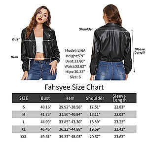 Fahsyee Faux Leather Jacket Women - Black Motorcycle Short Coat Moto Biker Blazer Plus Size Casual Pleather Jackets Fashion L