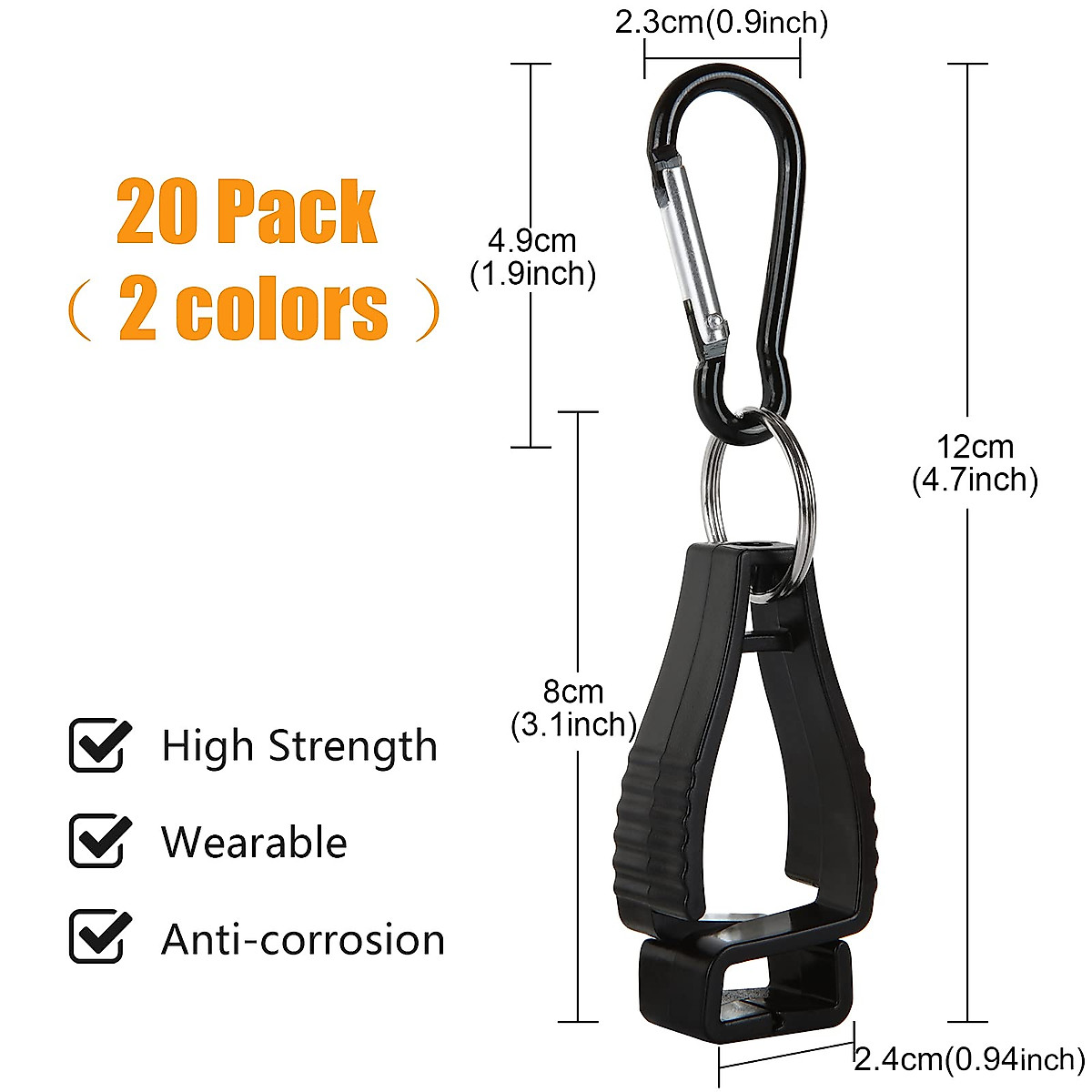 ZOEYES 20 PCS Glove Clips for Work, Glove Belt Clips, Work Safety Clip Glove Keeper, Glove Holder Clip, Glove Grabber Clip Holder for Belt Loop Guard Worker Construction