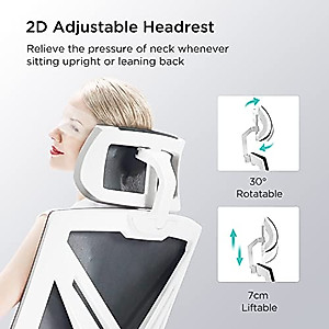 Hbada Ergonomic Office Chair High Back Desk Chair Recliner Chair with Lumbar Support Height Adjustable Seat, Headrest- Breathable Mesh Back Soft Foam Seat Cushion, White