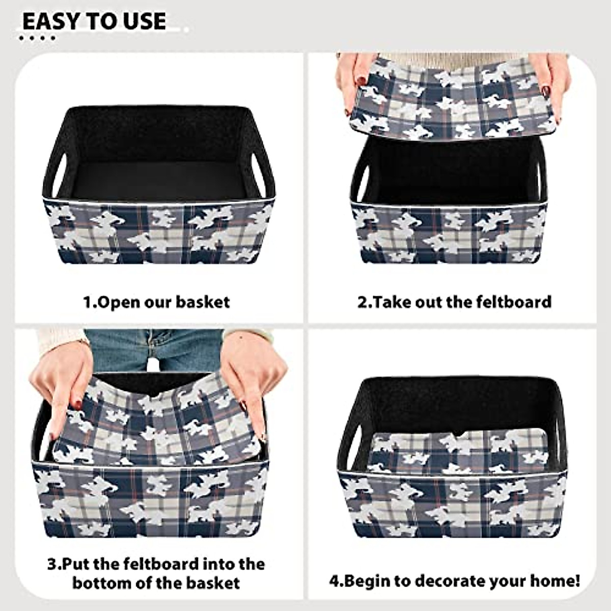 Scottish Dog Storage Basket Felt Storage Bin Collapsible Toy Boxs Decorative Baskets Organizer for Pet Supplies Magazine