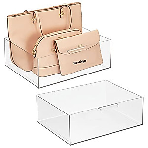 mDesign Plastic Closet Storage Organizer Bin Container with 32 Labels - Organizer for Drawers, Shelves, Bedroom, and Hallway Storage - 16" Long - 2 Pack + 32 Adhesive Labels - Clear
