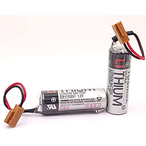 BATTEMALL (2-Pack 3.6V ER17500V Lithium Batteries Replacement PLC CNC Backup Battery with Plug for PLC Battery and M64 System