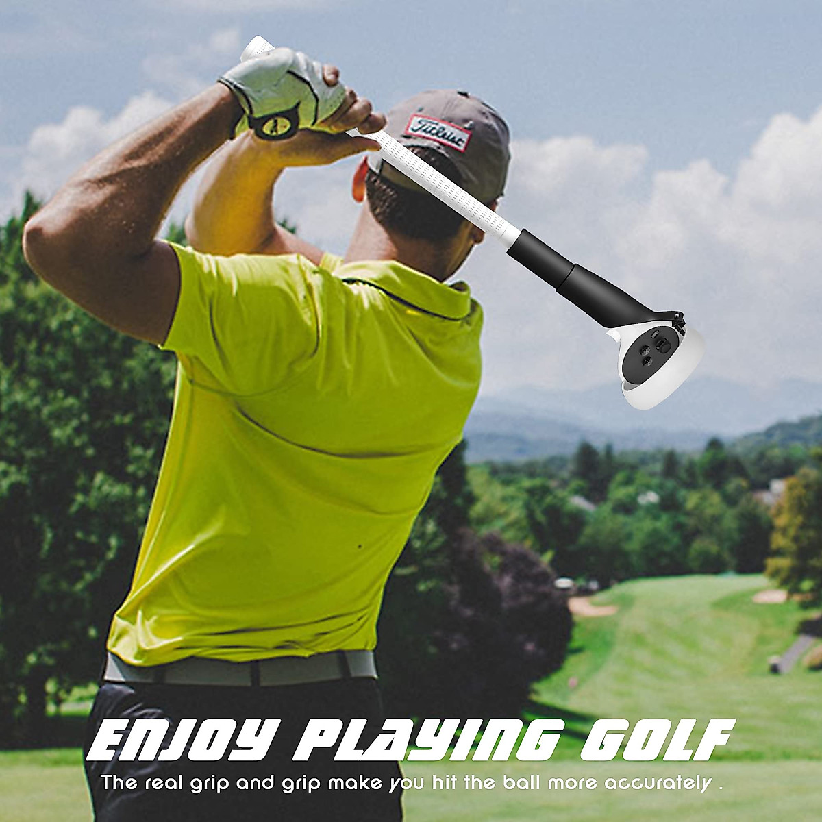 (1 + 1) Ermorgen VR Golf Club Compatible for Quest 2, Controller Handle Grip, Wrist Immobilizer Correction Strap, VR Extension Accessories for Enhanced Gaming Experience Quest 2, White