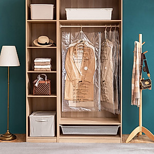 TAILI Hanging Vacuum Storage Bags Space Saver Bags for Clothes, 4 Pack Long 53x27.6 Inches, Vacuum Seal Storage Bag for Suits, Coats or Jackets, Closet Organizer and Storage, Minimize Clothes Wrinkles