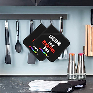 Custom Pot Holders Sets Personalized Kitchen Gifts Add Your Image/Text for Friend,Family as Gift (Personalized Custom Oven Mitts and Pot Holders Sets)