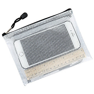 SUBANG 18 Pieces Black Zipper Pouch Zipper File Bags Mesh File Folders with Grid Travel Pouch, 9 Sizes