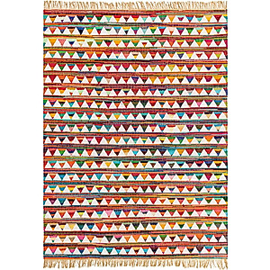 Unique Loom Chindi Trellis Collection Modern, Geometric, Bright Colors, Southwestern Area Rug (9' 0 x 12' 0 Rectangular, Multi/Ivory)