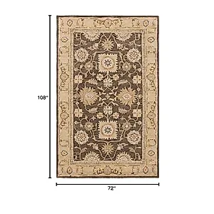SAFAVIEH Anatolia Collection Area Rug - 6' x 9', Brown & Taupe, Handmade Traditional Oriental Wool, Ideal for High Traffic Areas in Living Room, Bedroom (AN556C)