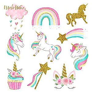 NICROHOME Unicorn Party Decorations, 30PCS Unicorn Hanging Swirl with Glitter Cardboard, Unicorn Birthday Decorations for Girls