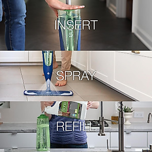 Bona Multi-Surface Hard Floor Cleaner Spray Mop Cartridge - 34 fl oz - Unscented - Refillable - Residue-Free Floor Cleaning Solution for Bona Spray Mops - Stone, Tile, Laminate, and Vinyl Floors