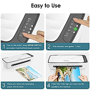 Laminator, A4 Laminator Machine, 9 Inch Cold-Thermal Laminator with 20 Pouches Sheets, 4-in-1 Personal Desktop Laminating Machine Built in Paper Cutter, Corner Rounder, Hole Puncher and Iron Ring