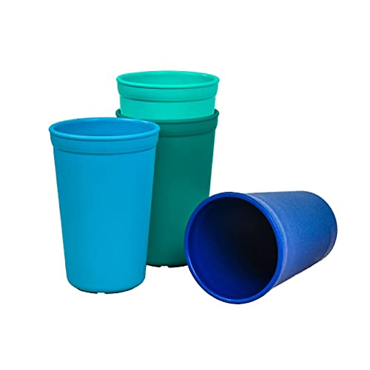 Re-Play Made in USA 10 Oz. Open Cups for Toddlers, Set of 4 - Reusable and Stackable Toddler Cups for Easy Storage - Dishwasher/Microwave Safe Kids Plastic Cups, 4.75" x 3.25", A True Blue